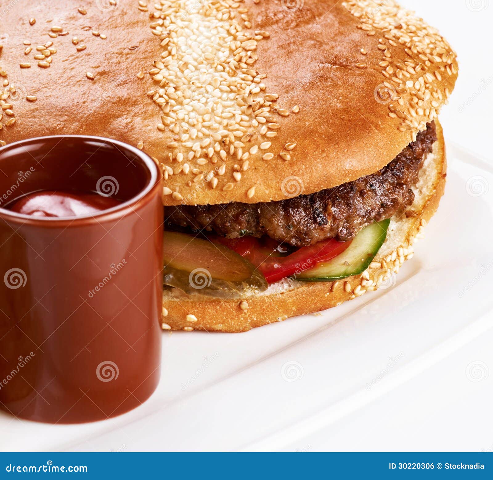 Burger close up stock photo. Image of beef, tomato, cutlet - 30220306