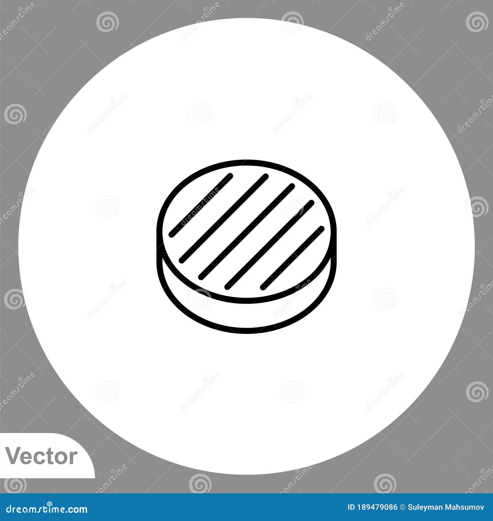 Burger Meat Vector Icon Sign Symbol Stock Vector - Illustration of icon ...