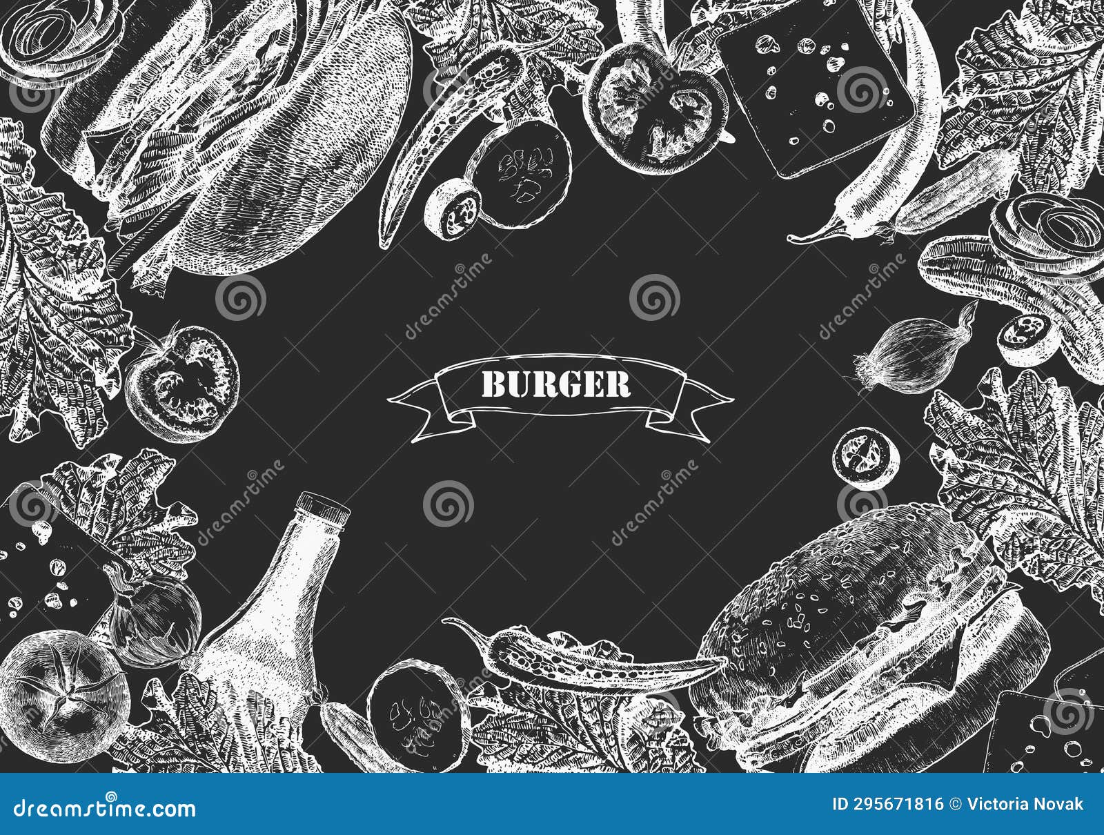 Burger Menu. Hand-drawn Illustration of Dishes and Products. Ink ...