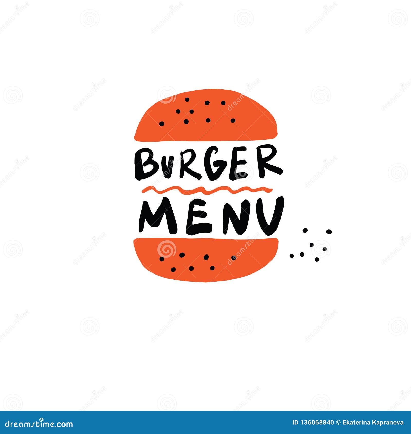 Burger Menu. Hand Drawn Illustration of Burger and Inscription Stock ...