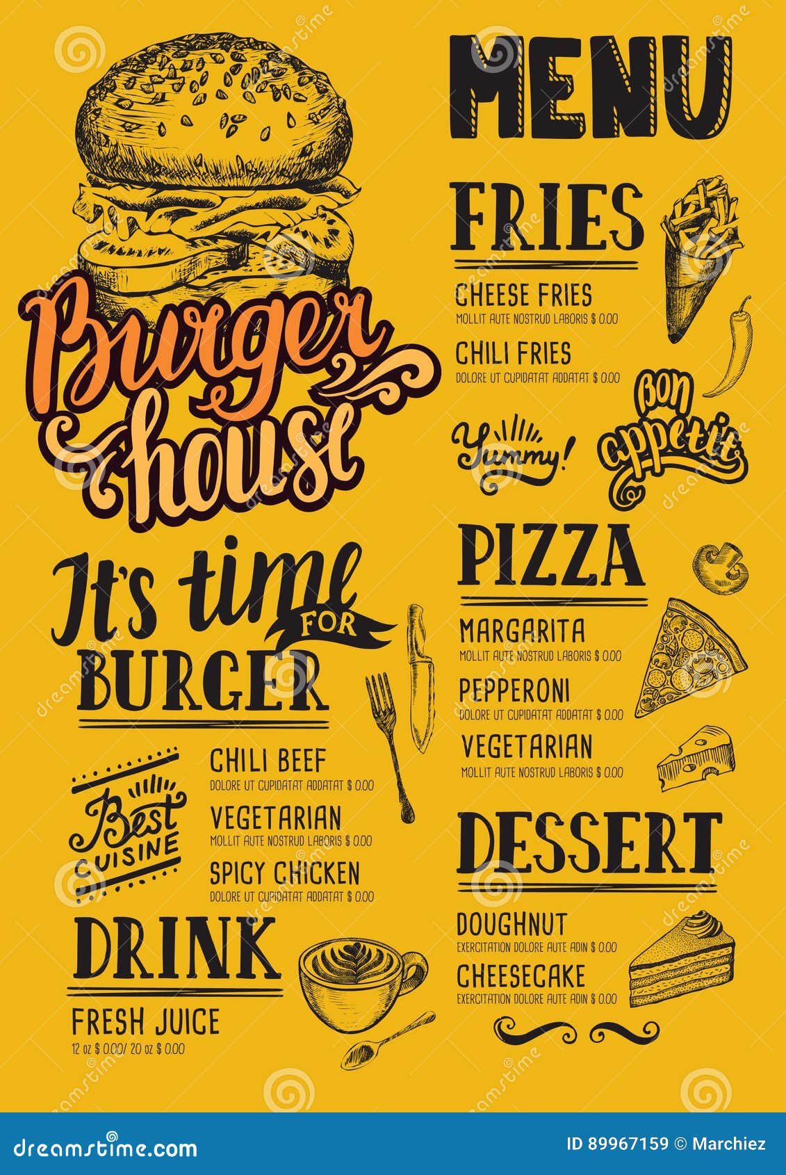 Burger Menu Restaurant, Food Template. Stock Vector - Illustration of ...