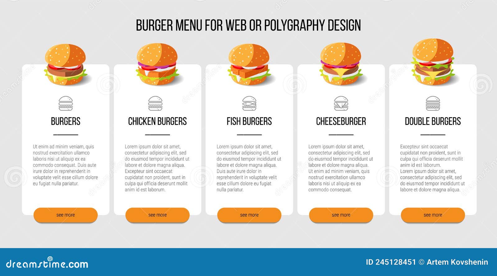 Burger Menu Section for Web and Polygraphy Design Stock Vector ...