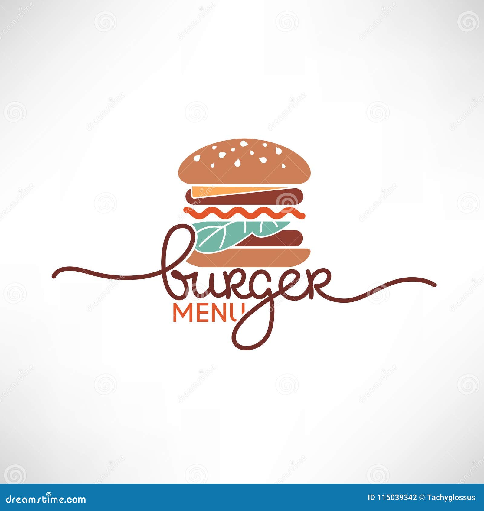 Burger Menu, Vector Logo Template with Simple Flat Burger Image Stock ...