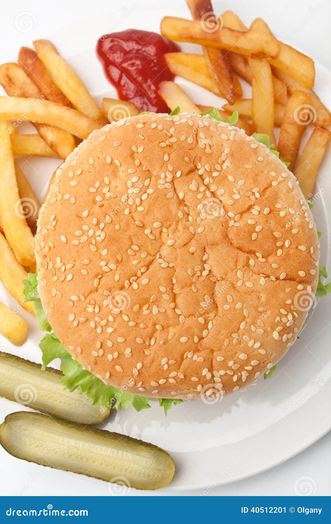 Hamburger Mit Pommes Frites Stockbild - Bild von fett, grill: 40512201