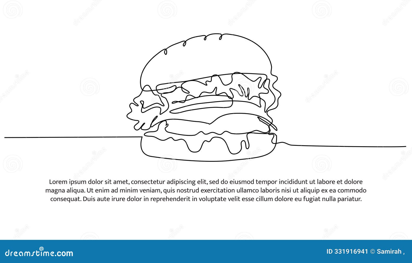 Burger One Continuous Line Design Stock Illustration - Illustration of ...