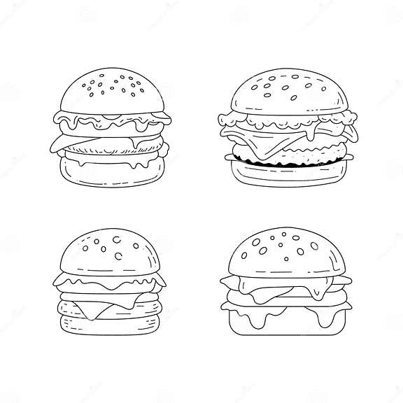 Burger Outline Illustration Vector Art Stock Illustration ...