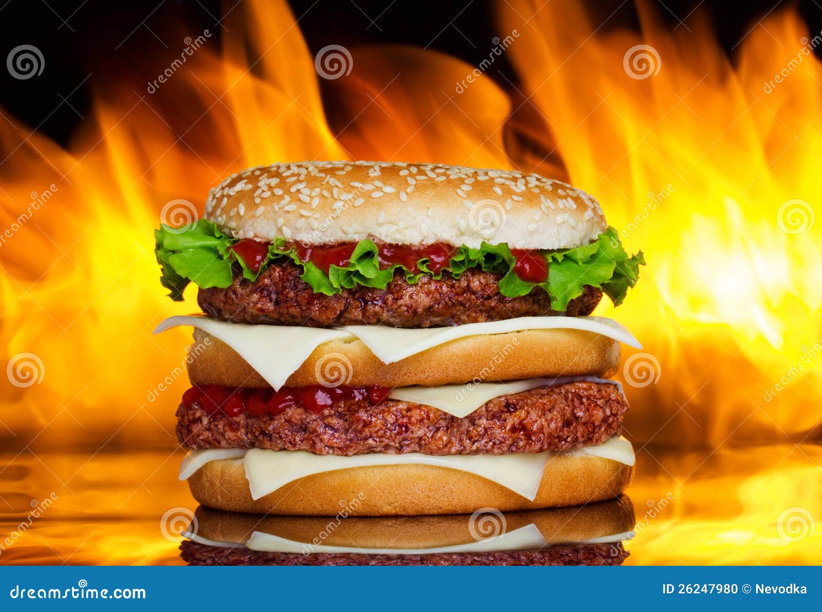 Burger over fire stock photo. Image of meat, fresh, green - 26247980
