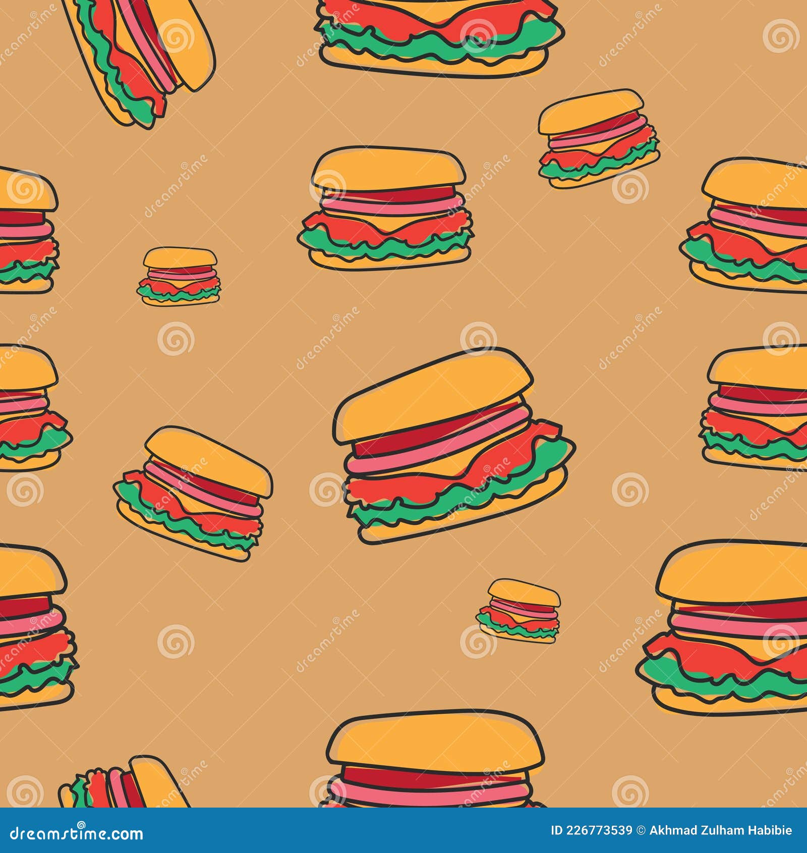 Burger Pattern Digital Paper Vector Stock Vector - Illustration of ...