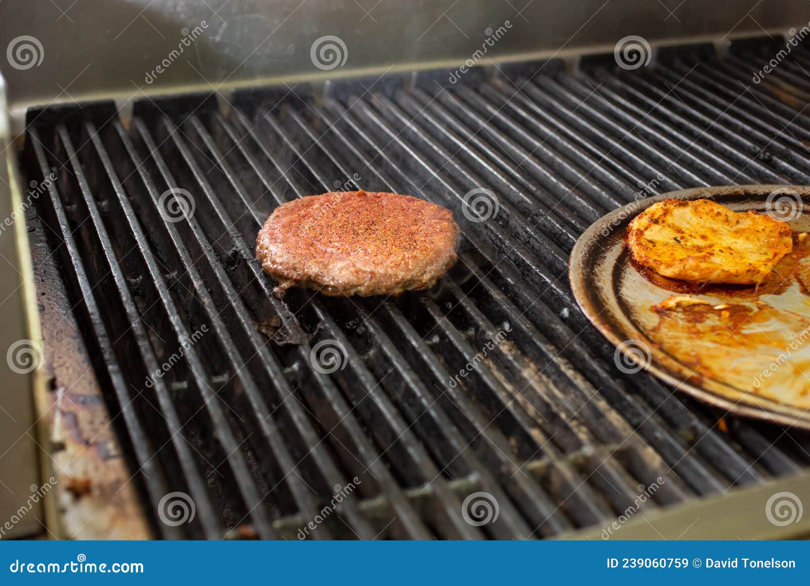 Burger patty on grill stock image. Image of cattle, market - 239060759