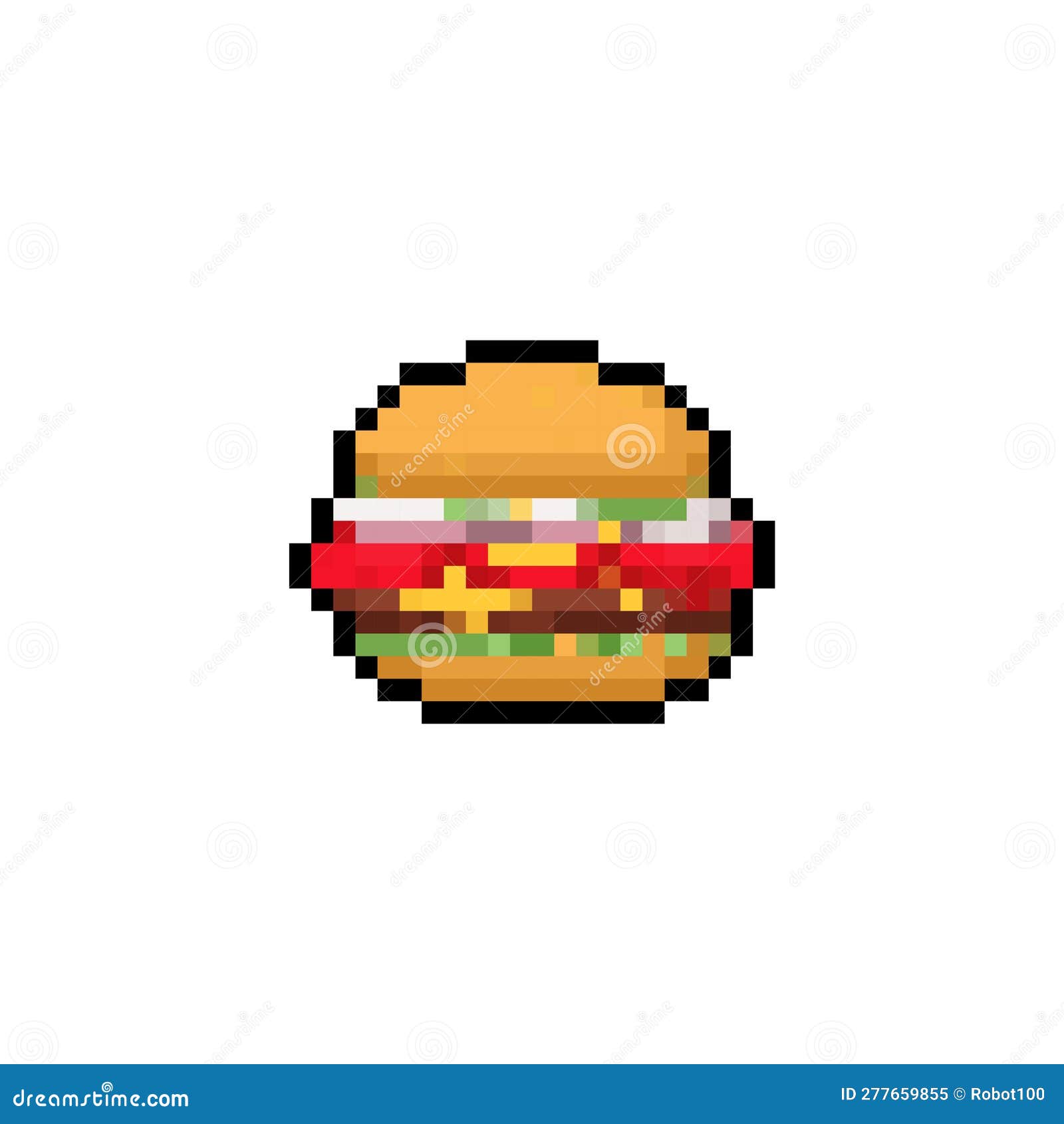 Burger Pixel Art Pattern Seamless. Hamburger Pixelated Background. Fast ...