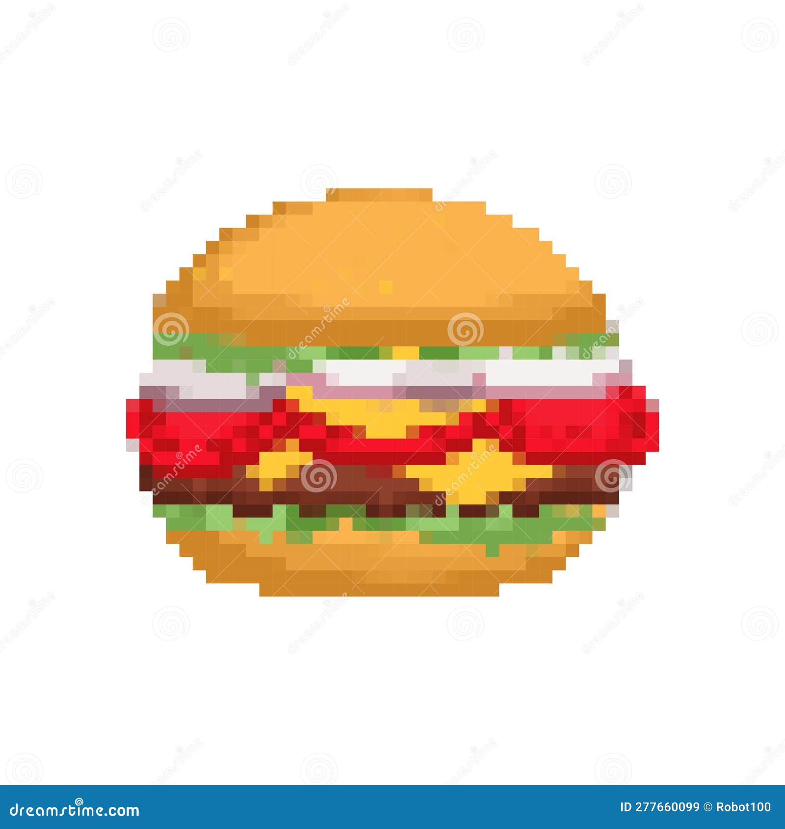 Burger Pixel Art. Hamburger Pixelated Stock Vector - Illustration of ...
