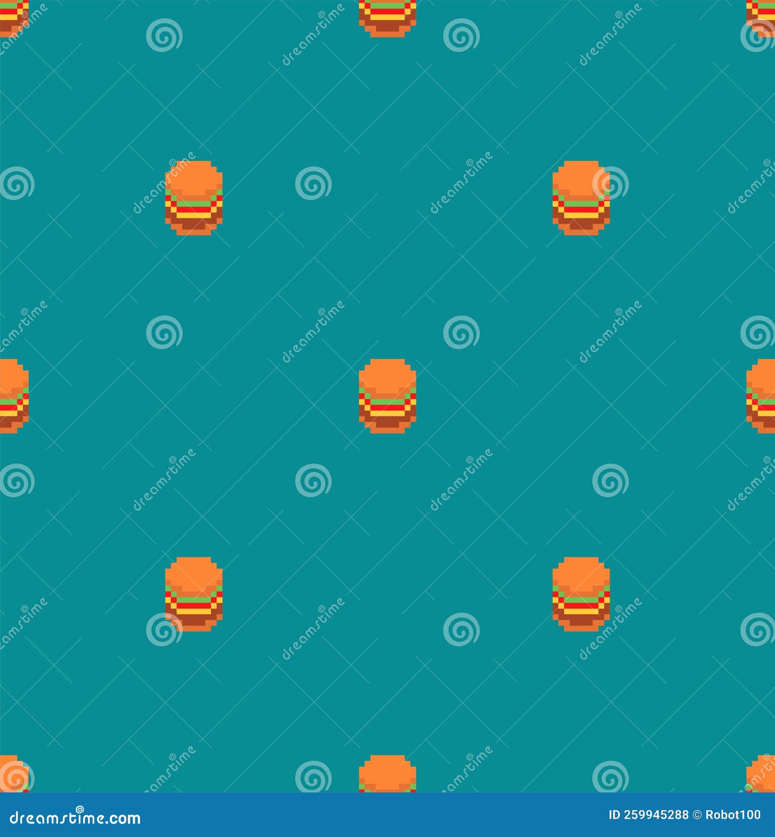 Burger Pixel Art Pattern Seamless. Hamburger 8 Bit Background ...