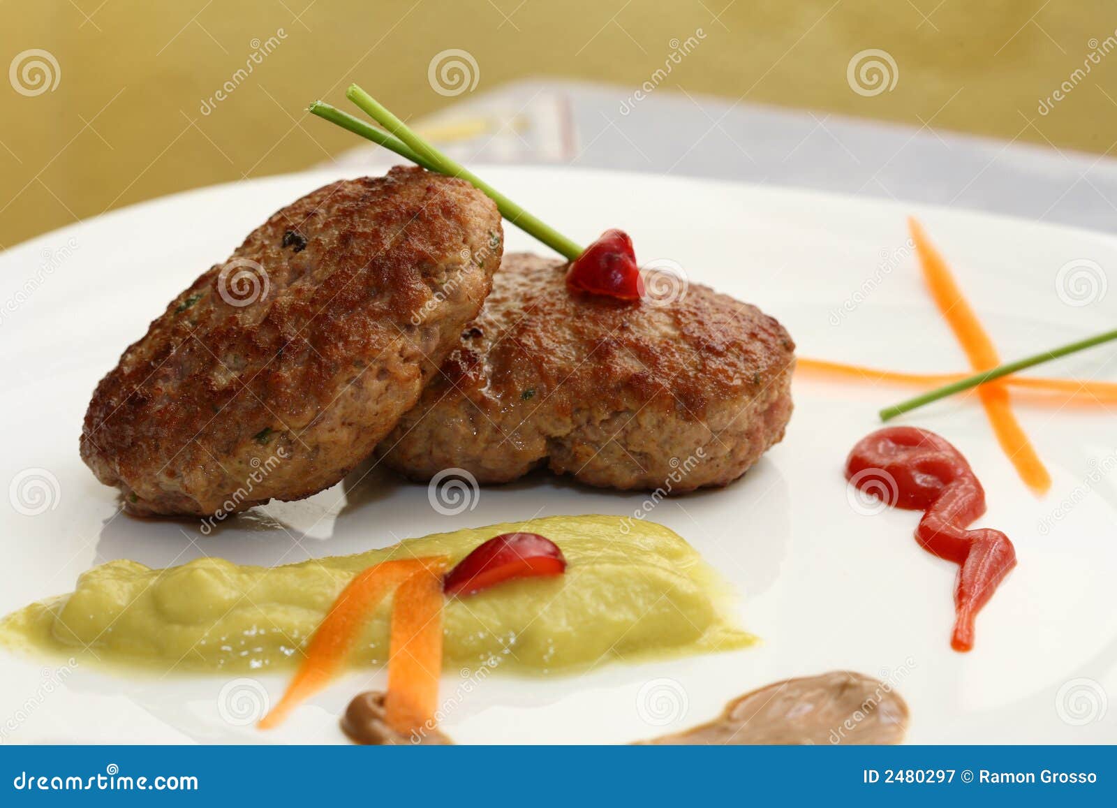 Burger on plate stock image. Image of food, olive, delicious - 2480297