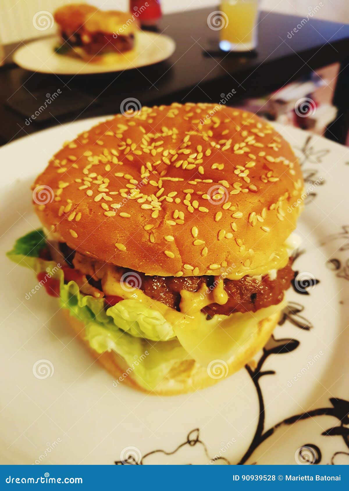 Burger stock photo. Image of plate, food, burger, drink - 90939528