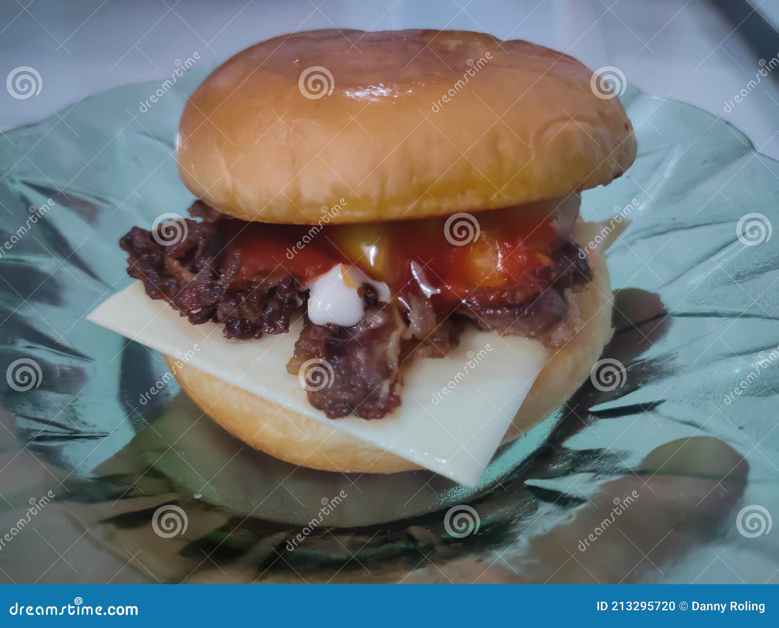 Burger on the plate stock photo. Image of meal, food - 213295720