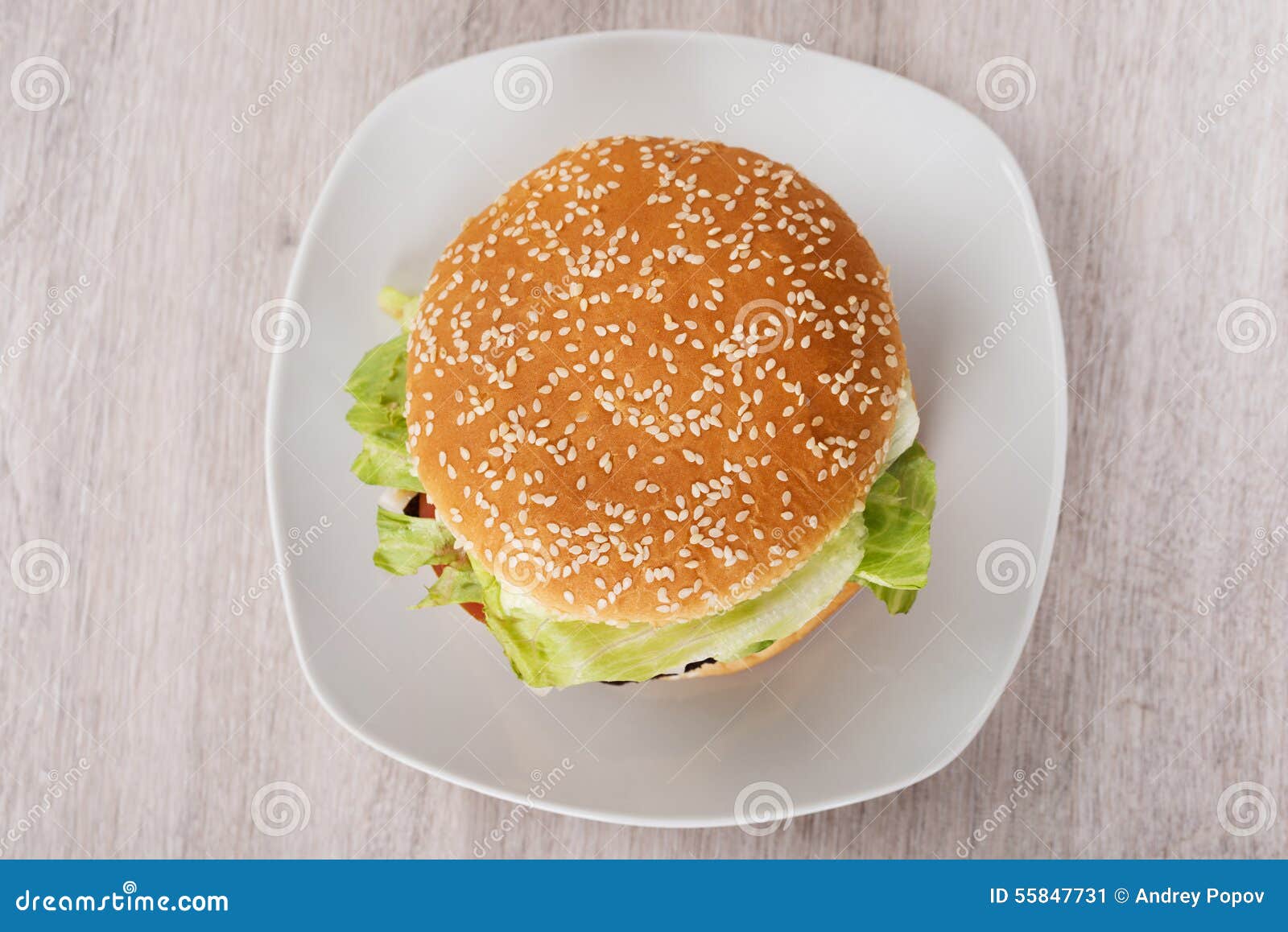 Burger in Plate on Floor stock image. Image of sesame - 55847731