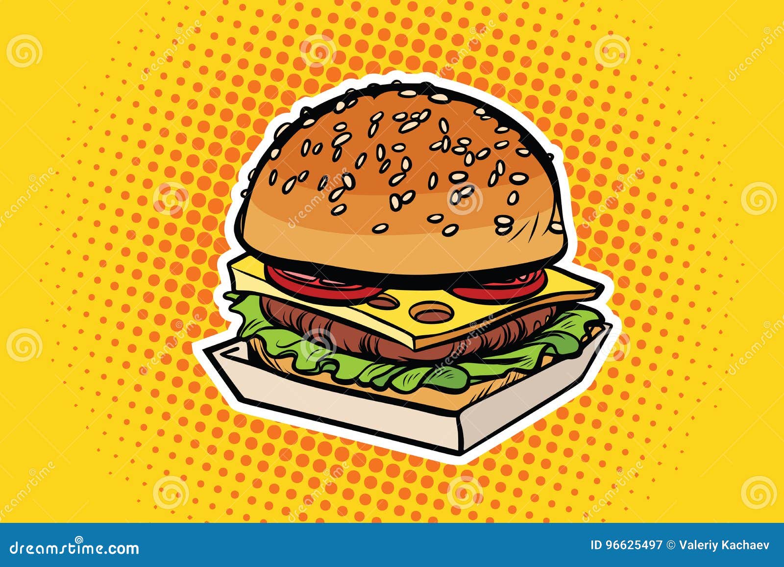 Burger Pop Art Illustration Stock Vector - Illustration of icon ...