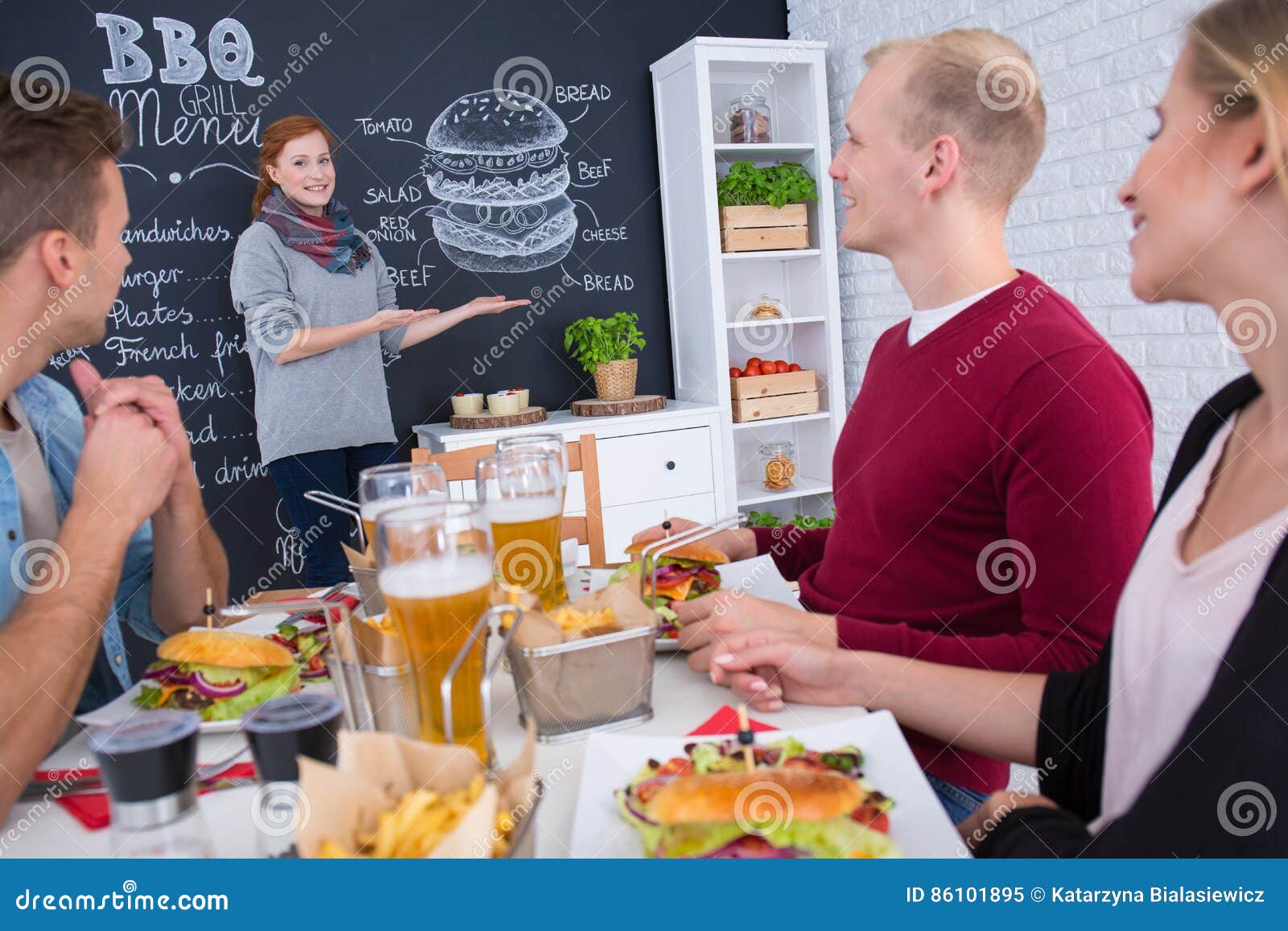 Burger Presentation on the Wall Stock Image - Image of plate ...