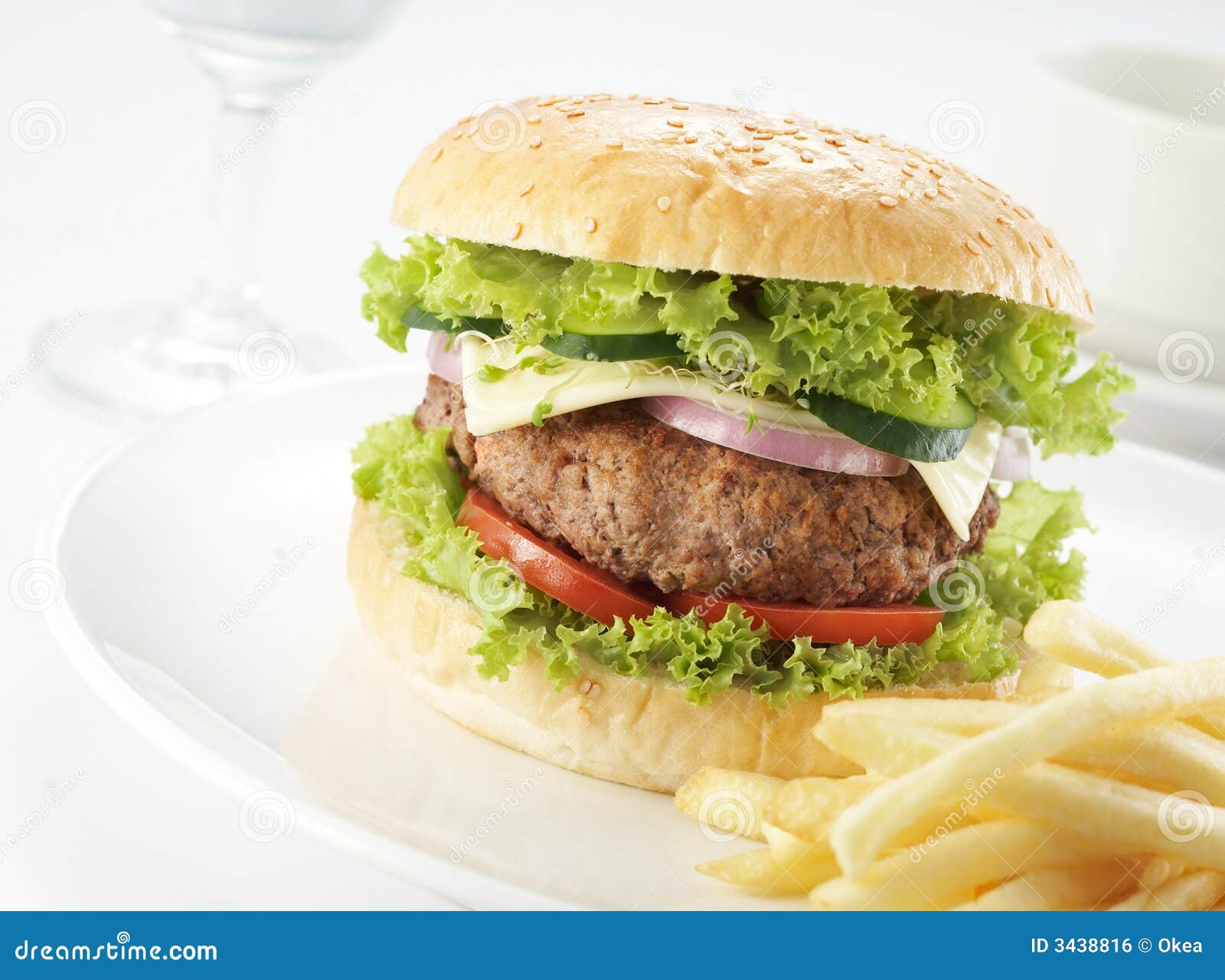 Burger with Restaurant Setting Stock Photo - Image of beef, meal: 3438816