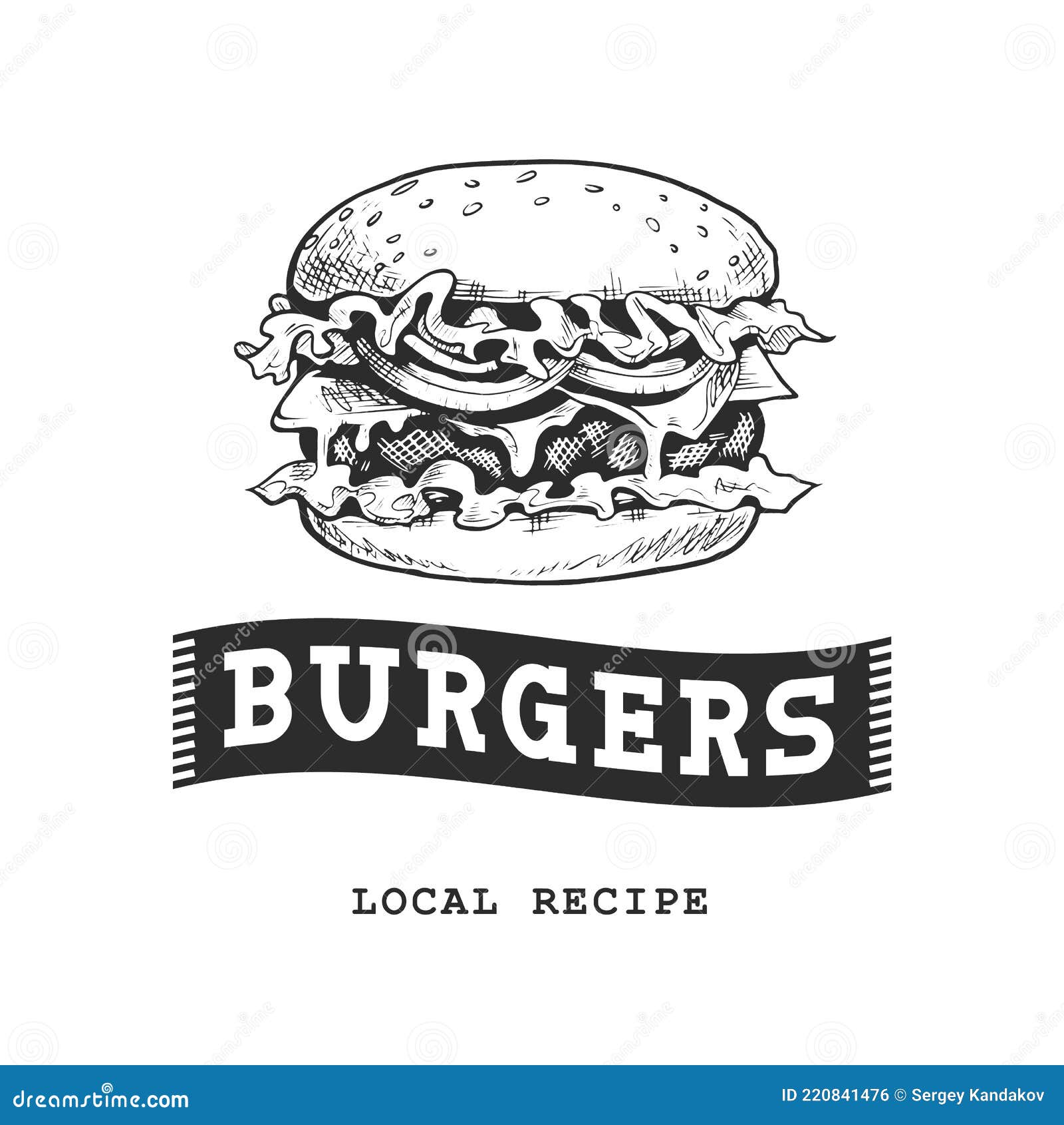 Burger Retro Emblem stock vector. Illustration of burger - 220841476