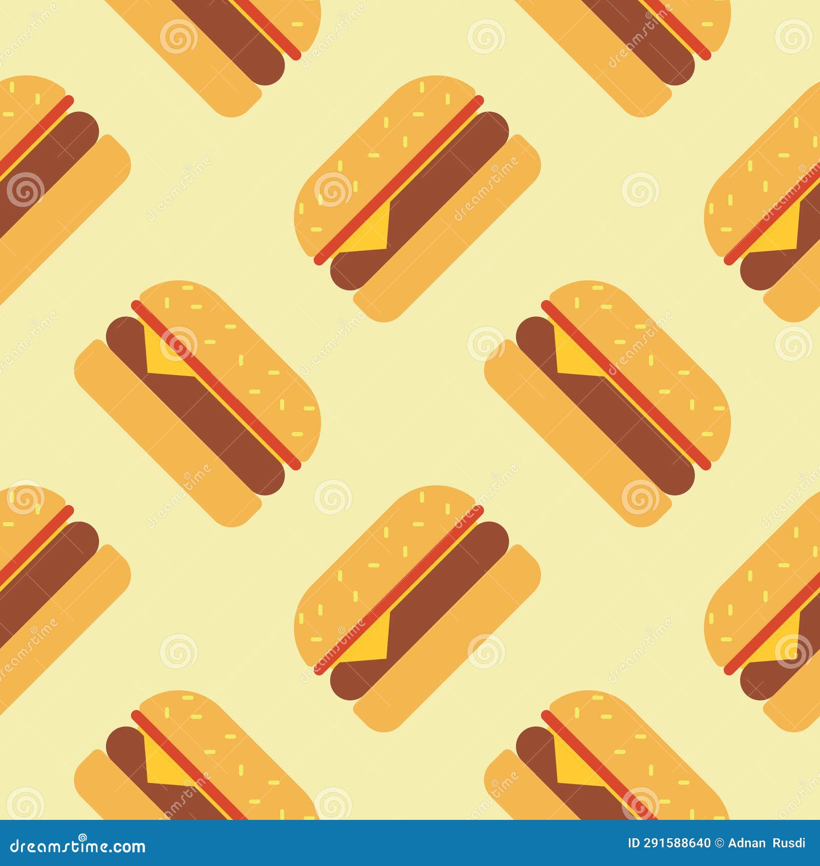 Burger Seamless Pattern Background Vector Design Isolated on Color ...