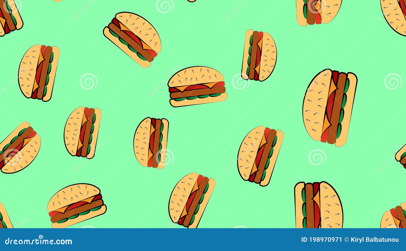 Burger Seamless Pattern. Fast Food Pattern. Vector Stock Vector ...