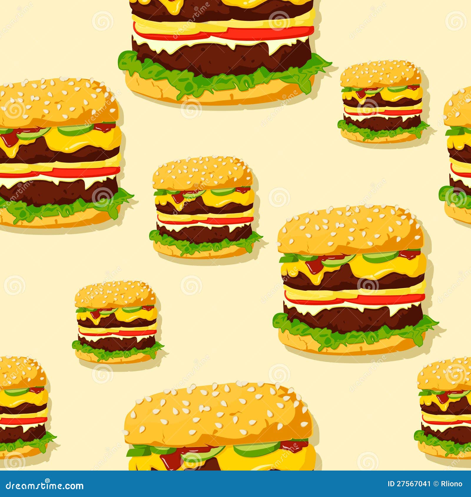 Burger seamless texture. stock vector. Illustration of meat - 27567041