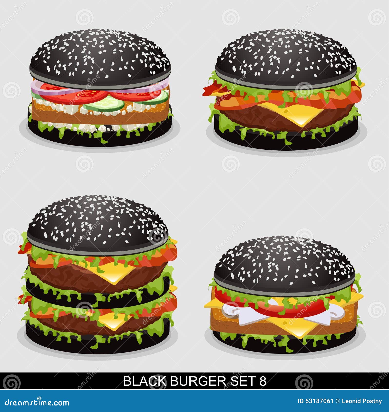 Burger set 8 stock illustration. Illustration of pork - 53187061