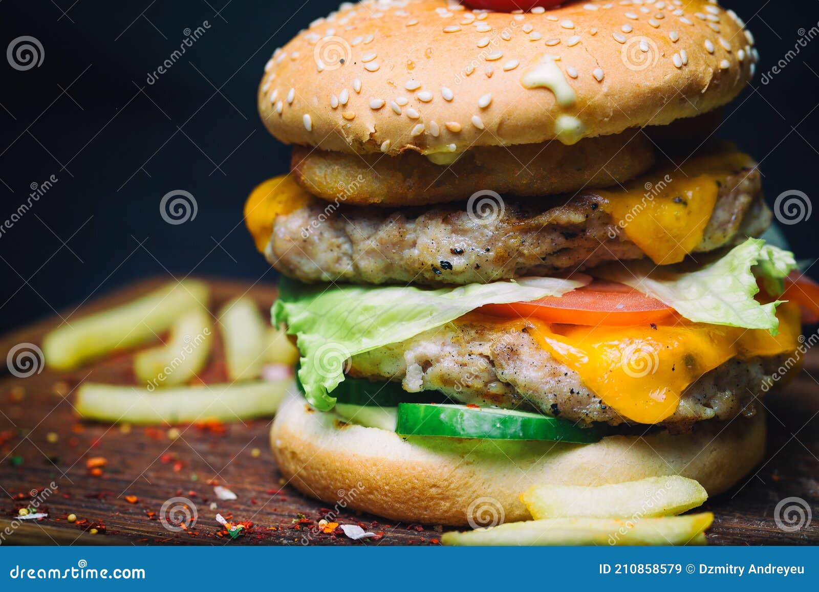 Burger set on a board stock image. Image of gourmet - 210858579