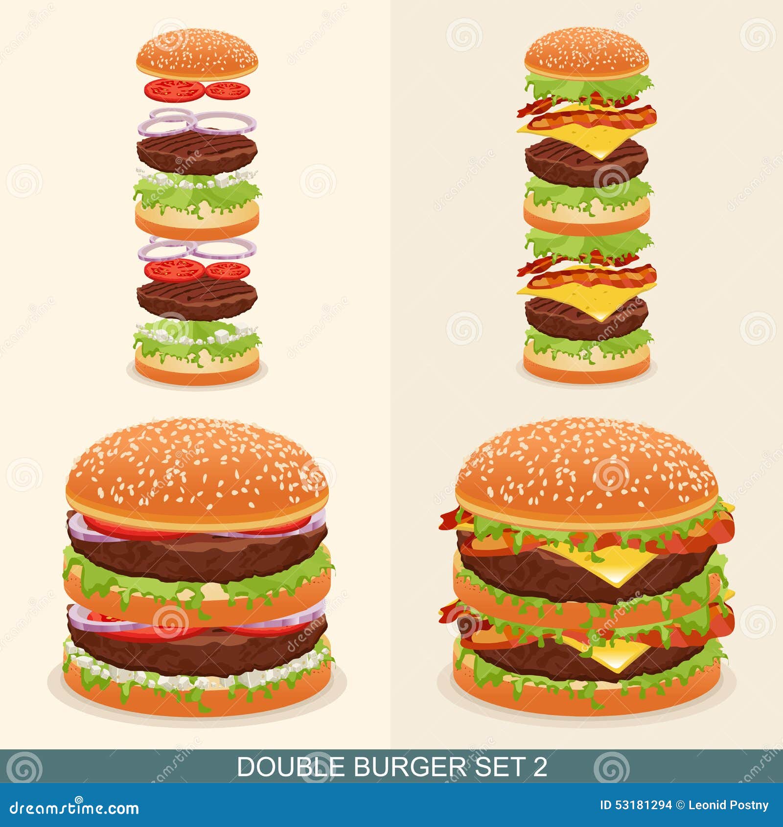 Burger set 2 stock illustration. Illustration of vegetables - 53181294