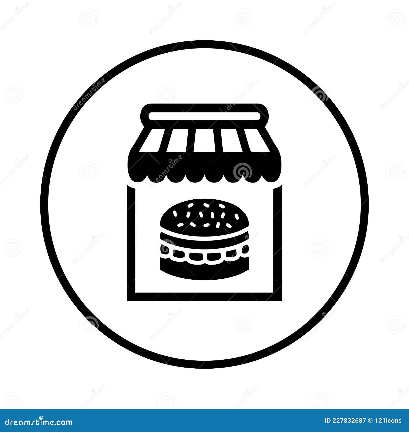 Burger, Shop Icon. Rounded Black Version Stock Vector - Illustration of ...