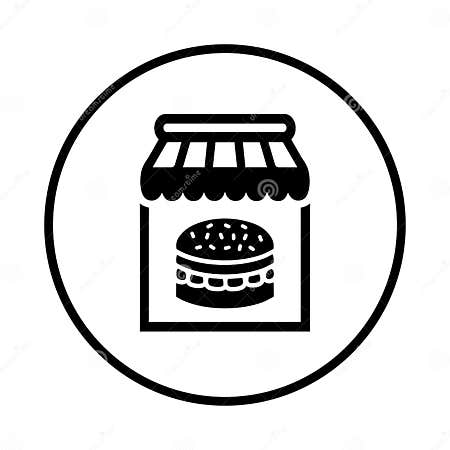 Burger, Shop Icon. Rounded Black Version Stock Vector - Illustration of ...