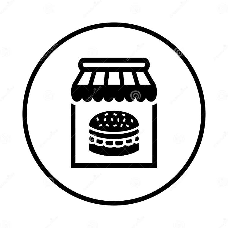 Burger, Shop Icon. Rounded Black Version Stock Vector - Illustration of ...