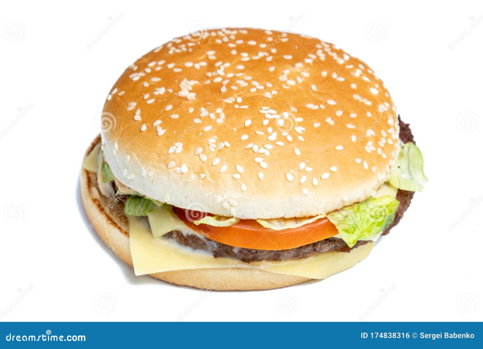 Burger Side View on a White Background. Isolated Stock Photo - Image of ...