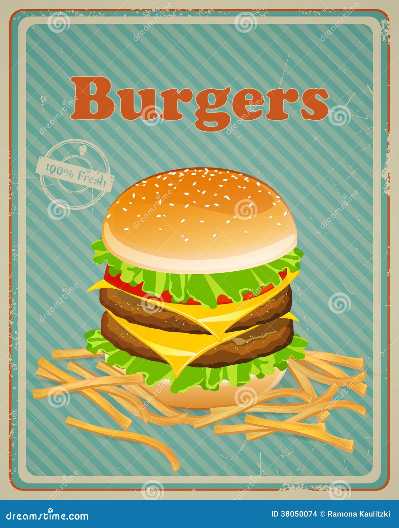 Burger Sign stock illustration. Illustration of metal - 38050074