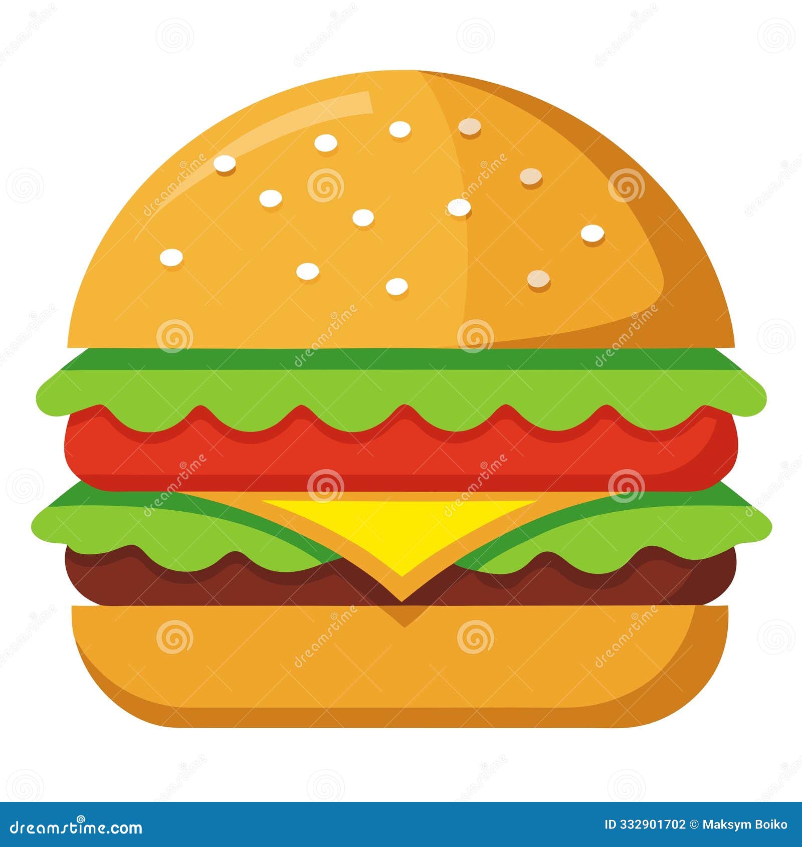 A Burger with a Slice of Cheese Stock Vector - Illustration of curry ...