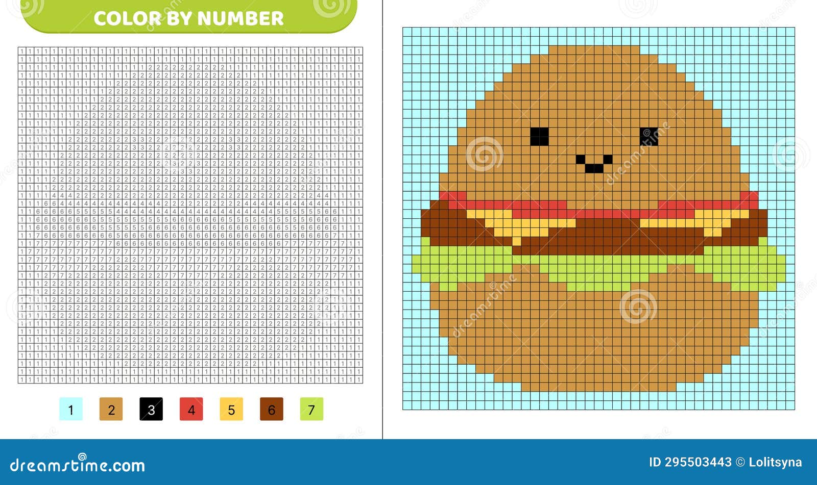 Burger Squishmallow. Color by Number. Pixel Coloring Book. Numbered ...