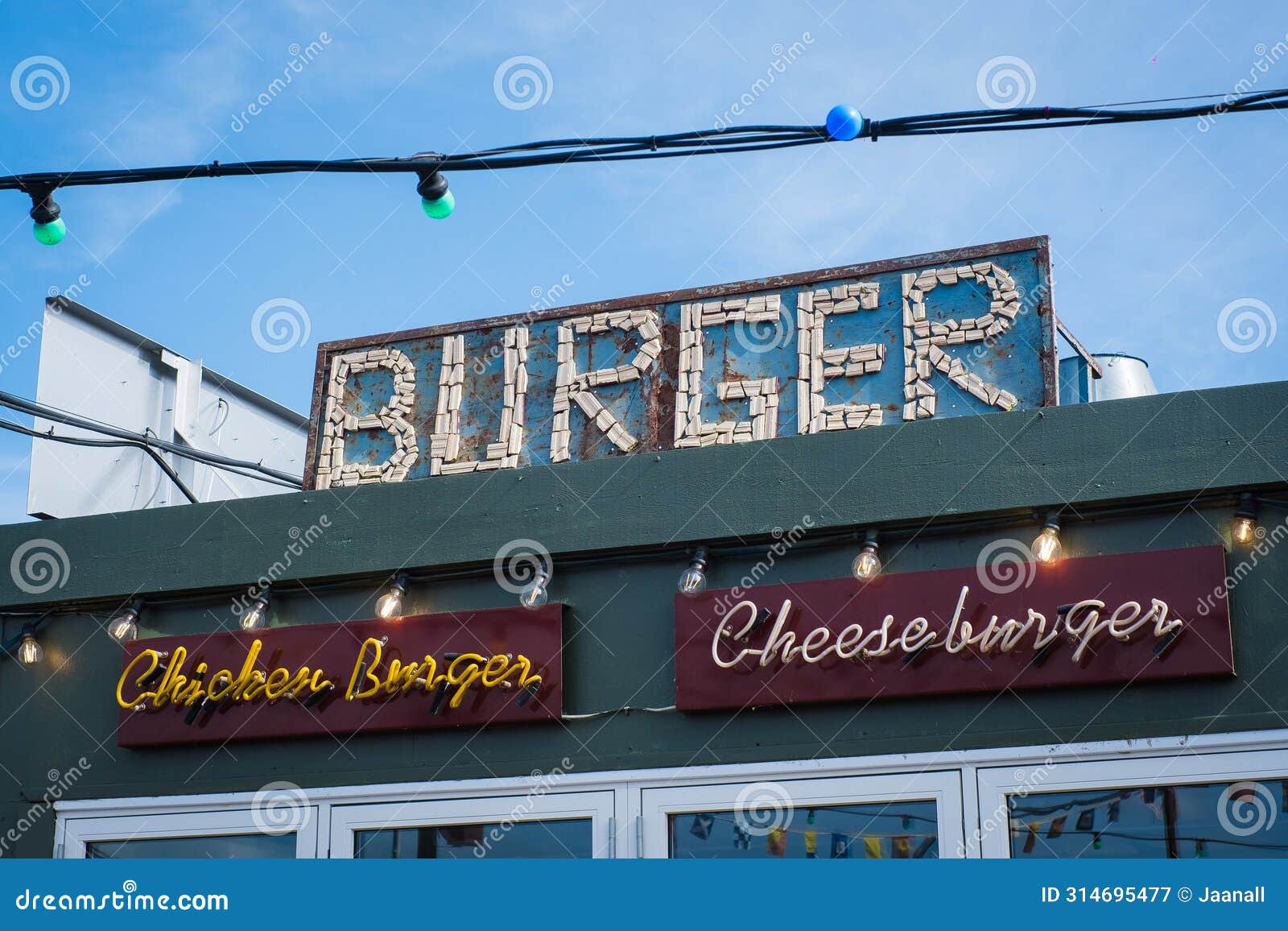 Anonymous Burger bar stand editorial photography. Image of sell - 314695477