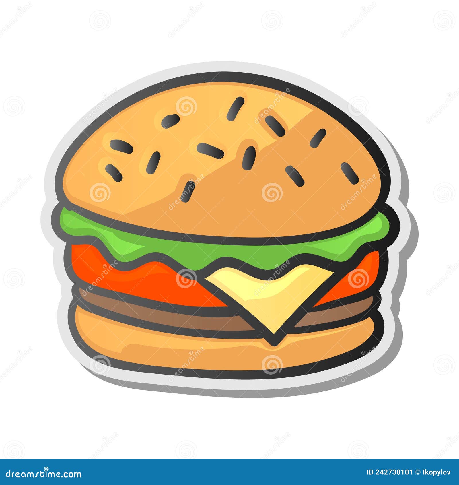 Burger Sticker, Isolated Background. Graphic Design Element for Menu ...