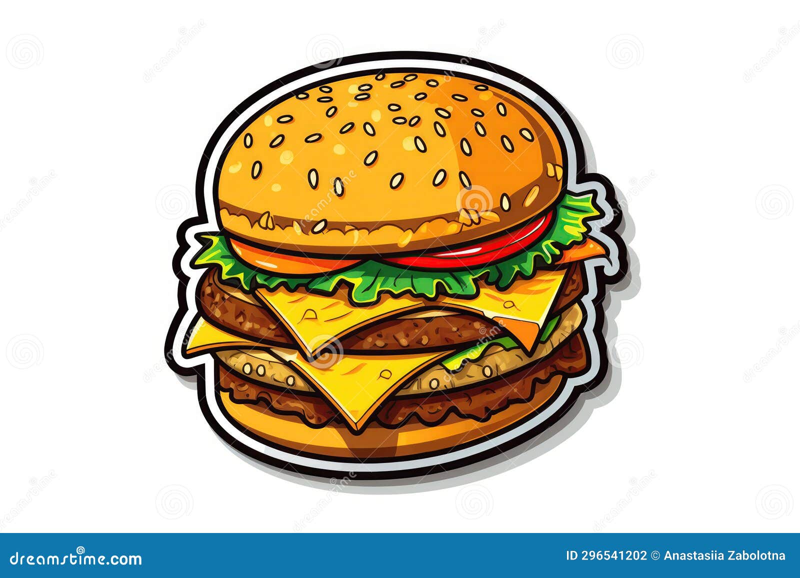 Burger Sticker on White Background. Generative AI Stock Illustration ...