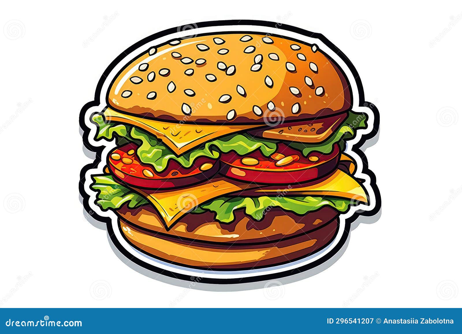 Burger Sticker on White Background. Generative AI Stock Illustration ...