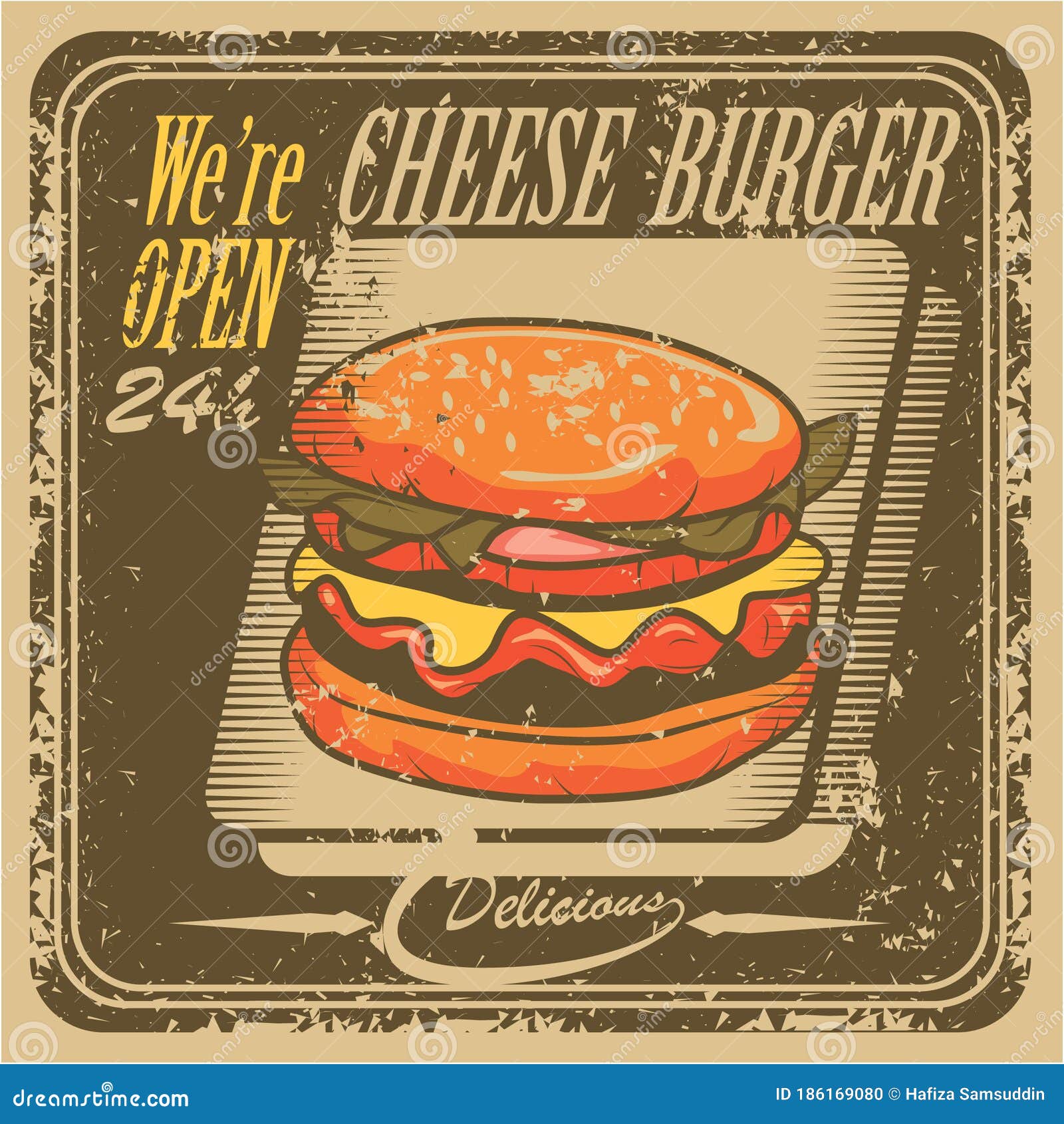 Burger Store Open Sign. Vector Illustration Decorative Design Stock ...