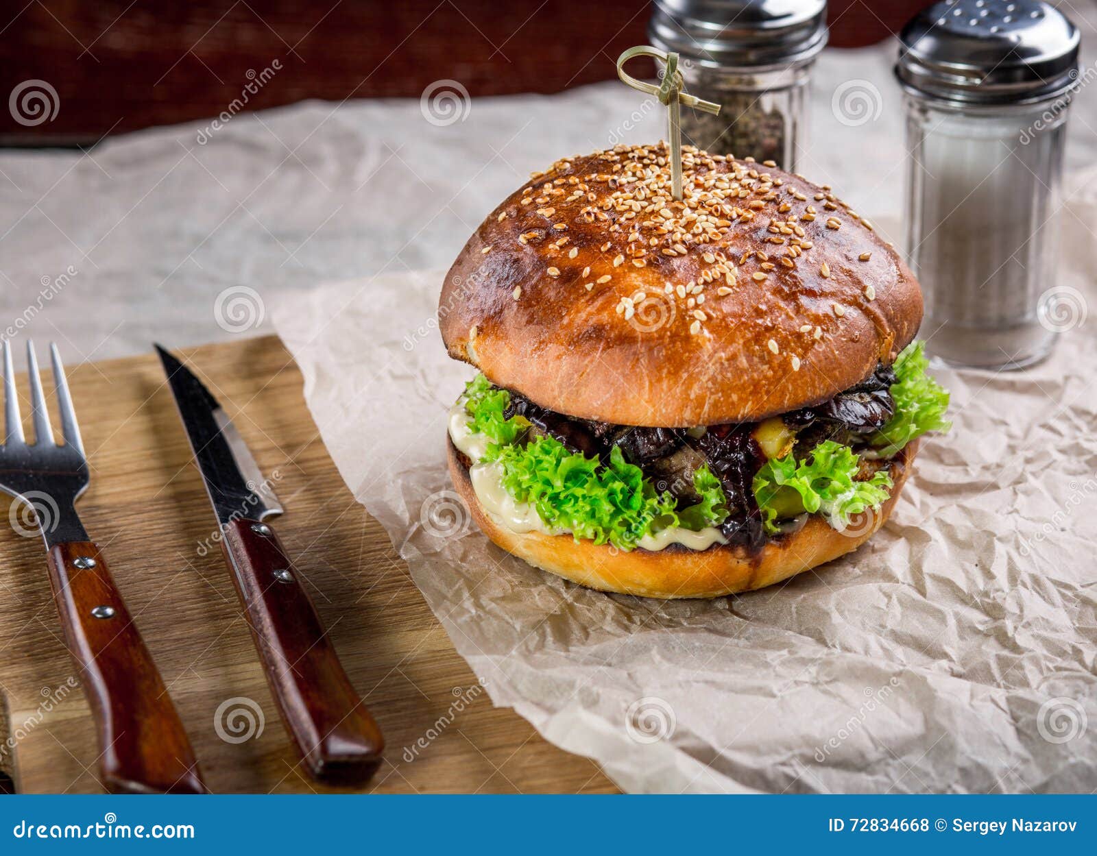 Burger on the Table with Devices Stock Photo - Image of display ...
