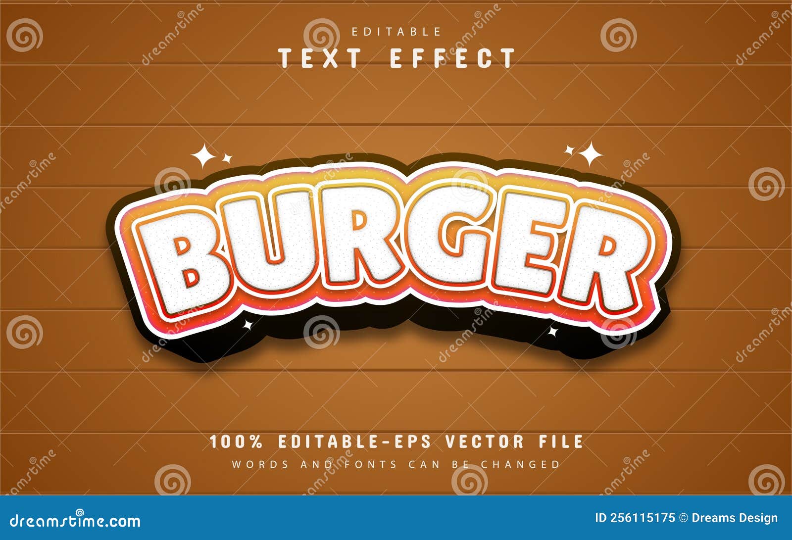 Burger text effect stock vector. Illustration of fast - 256115175