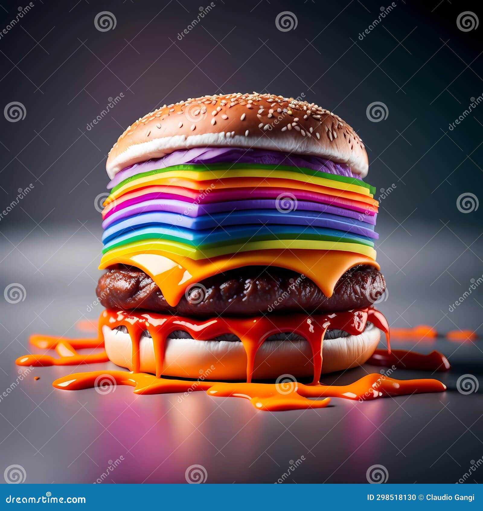 Burger Thats Made of Rainbow Food Inside Stock Photo - Image of melting ...
