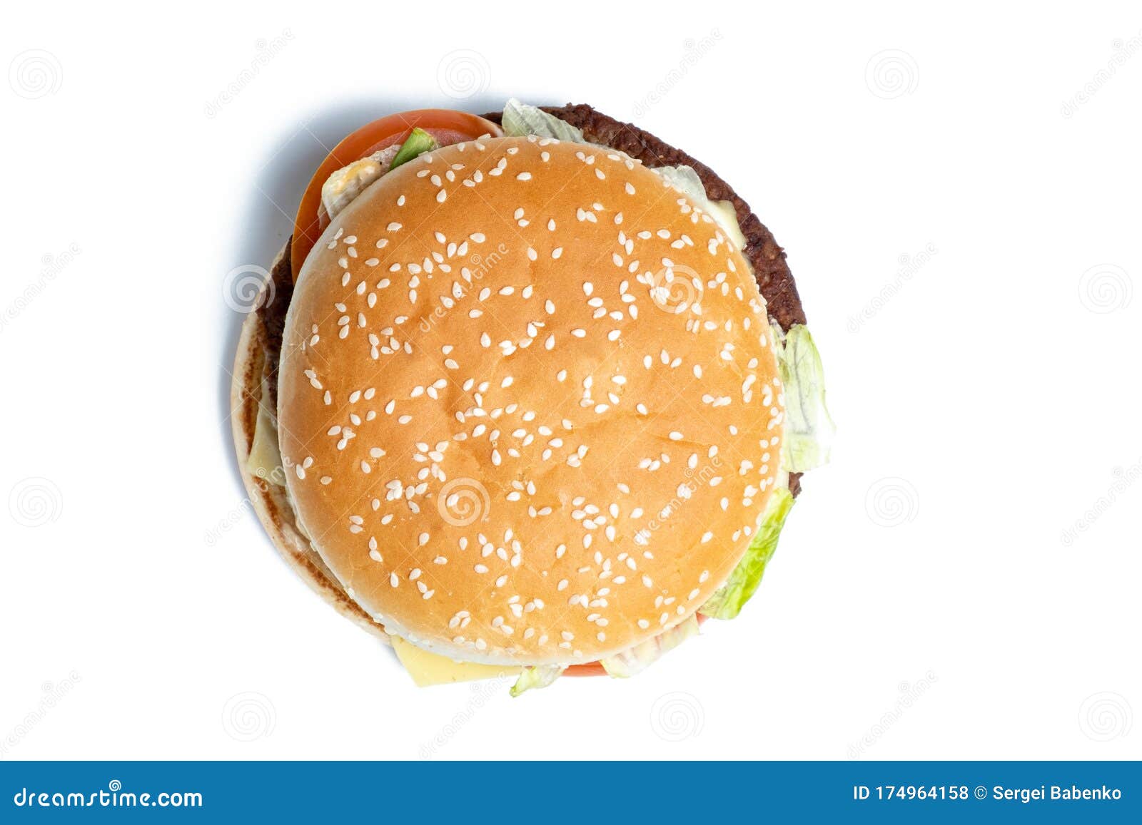 Burger Top View on a White Background. Isolated Stock Photo - Image of ...