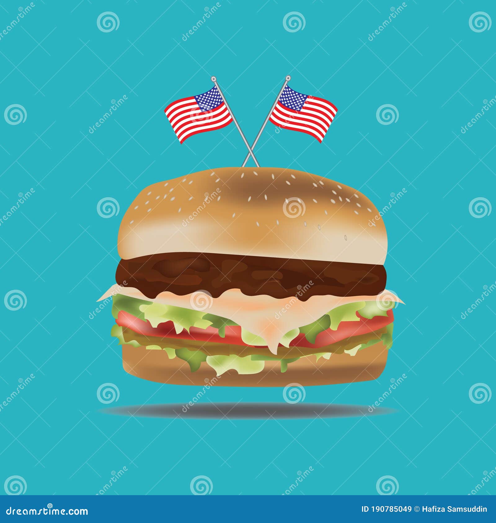 Burger with Usa Flags. Vector Illustration Decorative Design Stock ...