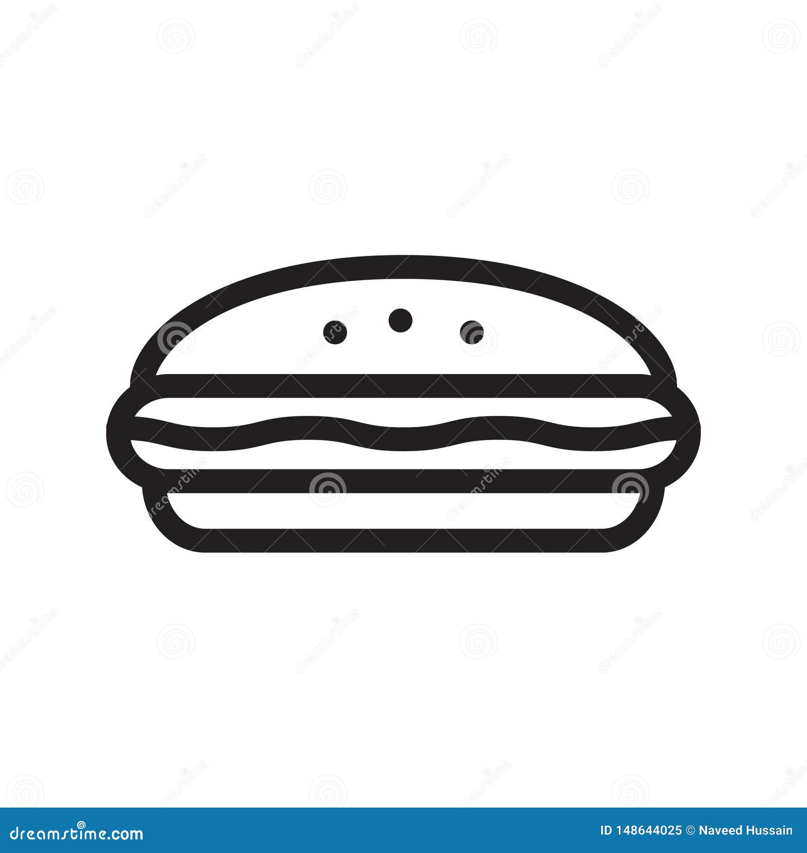 Burger Thin Line Vector Icon Stock Vector - Illustration of color ...