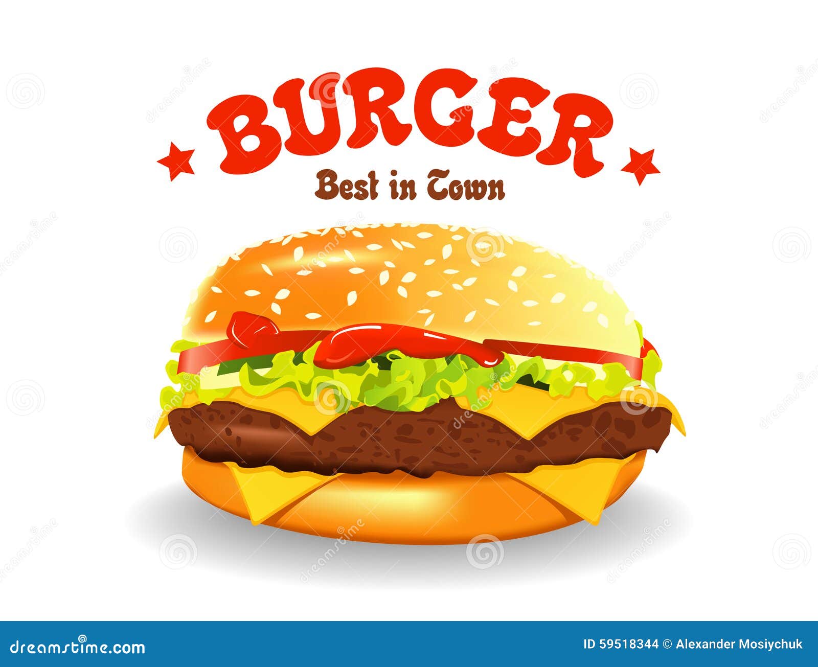 Burger Vector Illustration. Hamburger on White Stock Vector ...