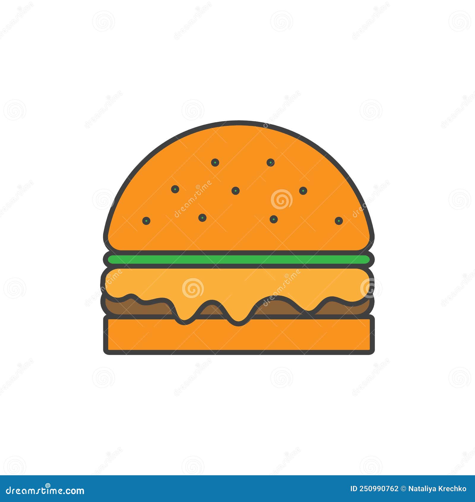 Burger Vector Illustration. Simple Icon on White Stock Vector ...